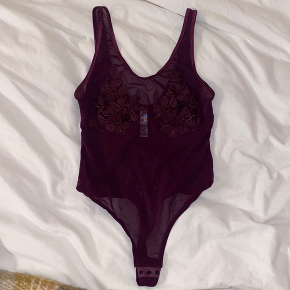 Tops | Secret Obsessions Sheer Lace Bodysuit | Poshmark